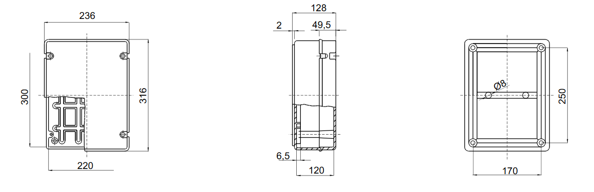 300 x 220 x 120 mm IP56 Equipment Box.