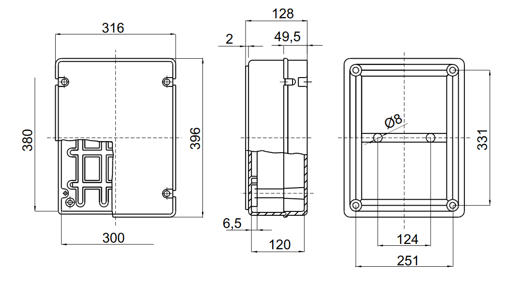 380 x 300 x 120 mm IP56 Equipment Box.
